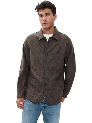 Portuguese Flannel Labura Wool Herringbone Jacket - Brown