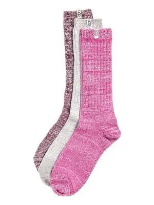 UGG Rib Knit Slouchy Crew 3-pack - Chroma Pink/putty/wildgrape