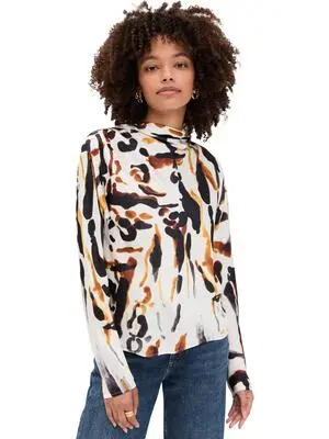 A.L.C. Georgia Long Sleeve Top - Black/camel