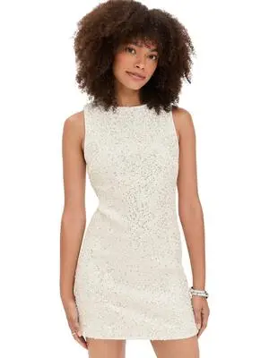 Alice + Olivia Cade Embellished Sleeveless Mini Dress - Off White