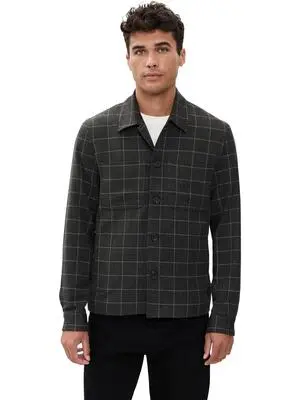 LES DEUX Marseille Check Hybrid Jacket - Dark Grey Melange