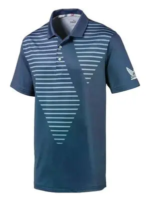 PUMA Volition Sky Striped Polo Shirt - Blue