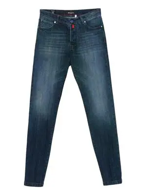 Kiton Whiskering-effect Jeans - Blue