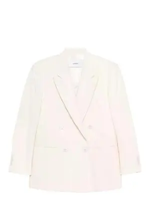 LARDINI Corduroy Double-breasted Blazer - White