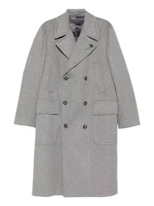 LARDINI Double-breasted Wool Overcoat - Grey