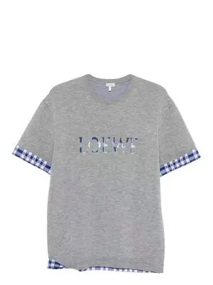 Loewe Logo-detail Checked T-shirt - Grey