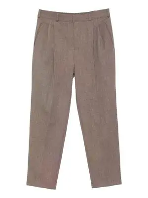 Emporio Armani Silk-blend Tailored Trousers - Neutrals