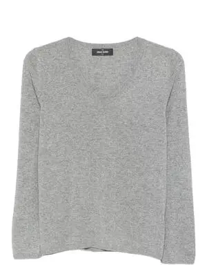 GRAN SASSO V-neck Fine Knit Sweater - Grey