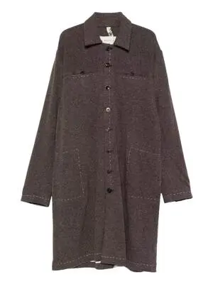 A TENTATIVE ATELIER Stitch-detail Button-up Coat - Brown