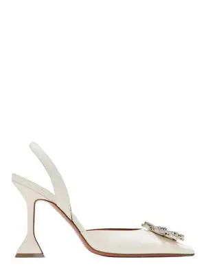Amina Muaddi 95mm Crystal-embellished Slingback Pumps - White