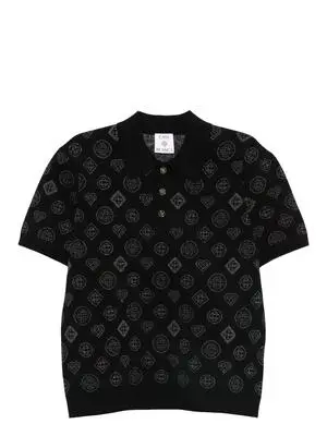Casablanca Patterned Button-placket Polo Shirt - Black