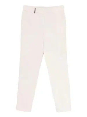 Peserico Cotton Trousers With Logo Detail - Neutrals