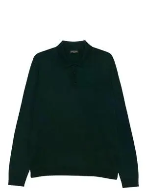 ROBERTO COLLINA Button-up Long-sleeve Polo Shirt - Green