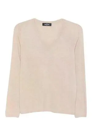 GRAN SASSO V-neck Fine Knit Sweater - Neutrals
