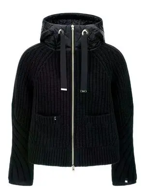 Herno Ribbed-knit Hooded Jacket - Black
