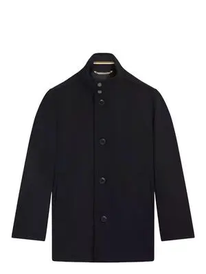 BOSS Wool High-neck Coat - Blue