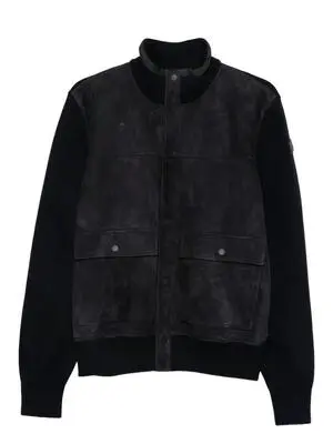 Moncler Knitted-panel Suede Jacket - Black