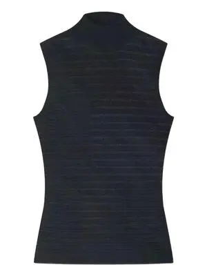 AERON High-neck Textured Knit Tank Top - Black