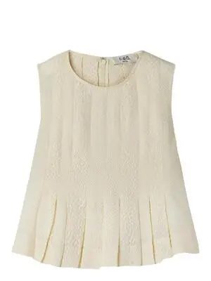 Sea Fayetta Pleated Cloqué Tank - Cream
