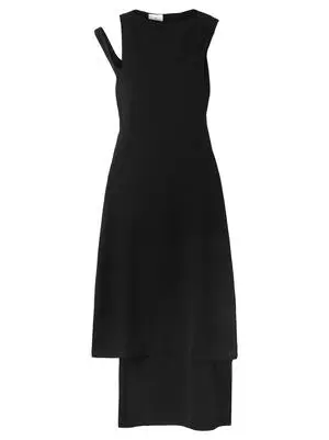 COURREGES Asymmetric Cutout Ribbed-knit Mini Dress - Black