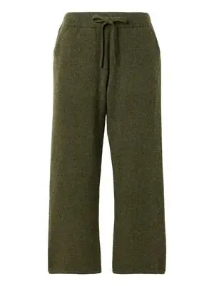 THE ELDER STATESMAN Ribbed Cashmere Track Pants - Green