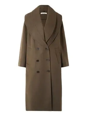 RÓHE Double-breasted Scarf-detailed Layered Wool Coat - Green