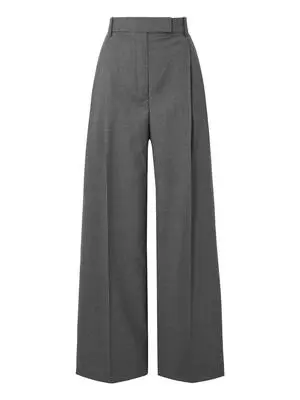 RÓHE Pleated Wool-blend Wide-leg Pants - Gray