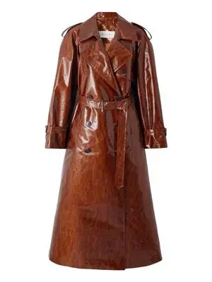 Dries Van Noten Printed Double-breasted Trench Coat - Brown