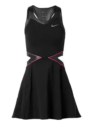 Nike Court Slam Cutout Metallic Dri-fit Tennis Dress - Black