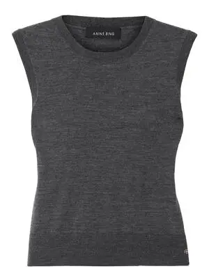 ANINE BING Moni Wool And Cashmere-blend Tank - Gray