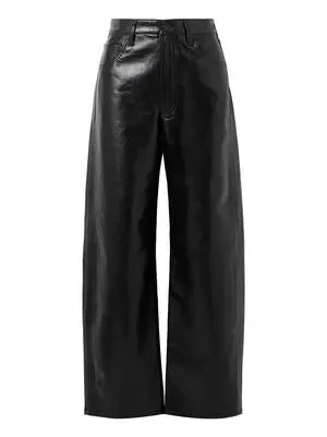 Citizens Of Humanity Ayla Baggy Recycled-leather Wide-leg Pants - Black