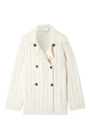 Sasuphi Double-breasted Cable-knit Merino Wool And Cashmere-blend Cardigan - Ivory