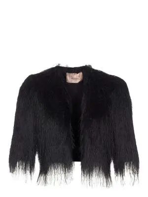 TWINSET Fringed Crew-neck Jacket - Black