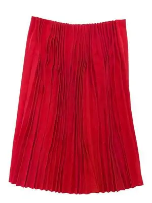Comme Des Garçons Pleated Midi Skirt - Red