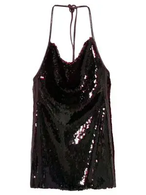 David Koma Sequinned Halterneck Dress - Red