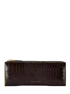 Elisabetta Franchi Crocodile-effect Clutch - Brown