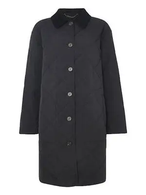 Whistles Corduroy-collar Quilted Stretch-woven Coat - Black