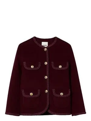 Sandro Round-neck Four-pocket Wool-blend Jacket - Bordeaux