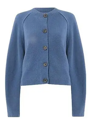 Whistles Round-neck Wool-blend Cardigan - Blue