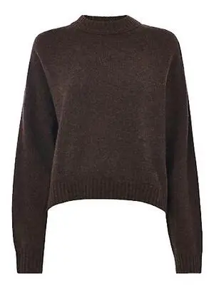 Whistles Wool Jumper With Curved Hem - Brown