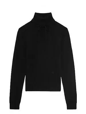 The Kooples Cashmere-blend Jumper With Brand Embroidery - Black