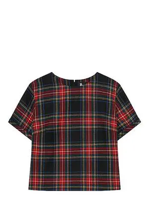 The Kooples Tartan Wool Top - Rouge Noir