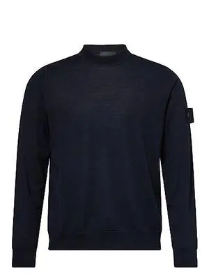 Stone Island Ghost Brand-badge Virgin-wool Jumper - Navy Blue