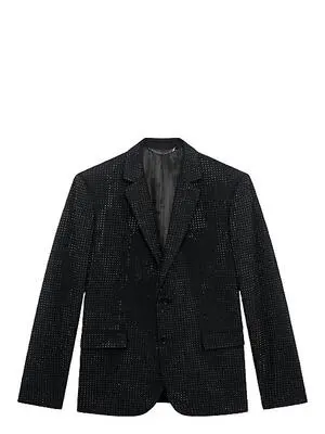 The Kooples Single-breasted Rhinestone-embellished Woven Blazer - Black