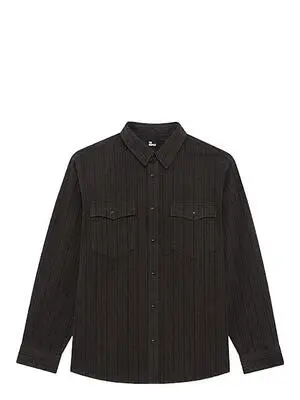 The Kooples Striped Oversized-fit Cotton Shirt - Washed Grey