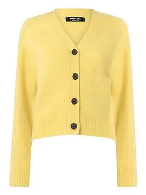 Whistles Patch-pocket V-neck Stretch Wool-blend Cardigan - Yellow