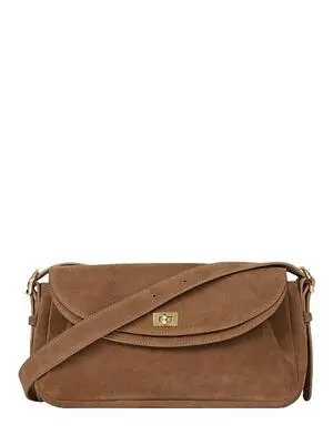 Sandro Le Mambo Suede Shoulder Bag - Beige