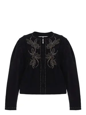 ISABEL MARANT Pietra Embellished Velvet Bomber Jacket