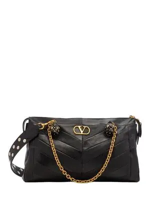 Valentino Garavani Panthea Medium Leather Tote Bag - Black