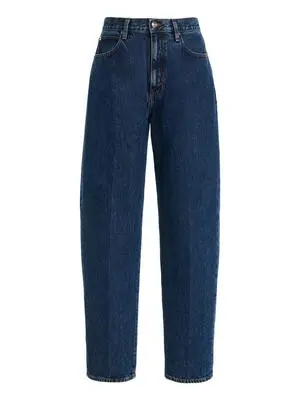 FRAME The Neat High-rise Barrel-leg Jeans - Dark Wash